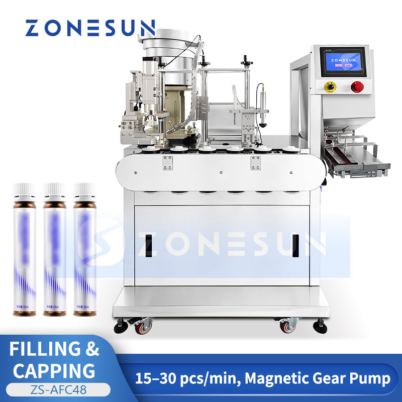 ZONESUN ZS-AFC48 Automatic Small Bottle Filling and Capping Machine – Zonesun Auto Pack