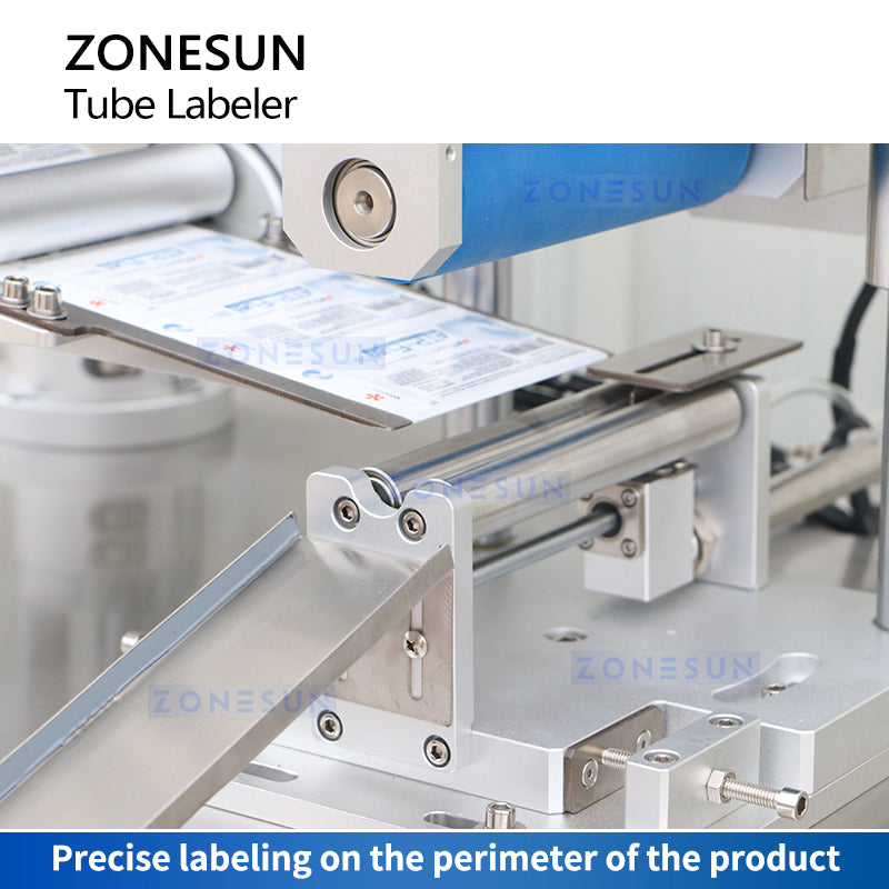 ZONESUN ZS-TB801D Semi Automatic Round Bottle Tabletop Tube Labeling Applicator Machine Label ...