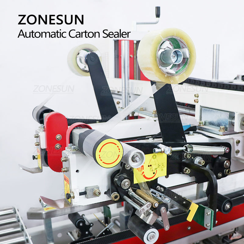 ZONESUN Automatic Carton Corner Sealer Tape Sticker Four Sides Carton ...