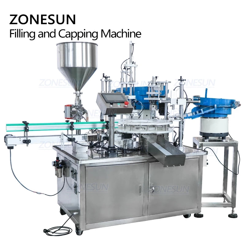 ZONESUN ZS-AFC2 Automatic Paste Filling And Capping Machine With Cap F – Zonesun Auto Pack
